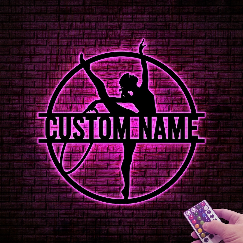 Custom Gymnastics Sign Metal Wall With LED Light Gymnastics - Etsy