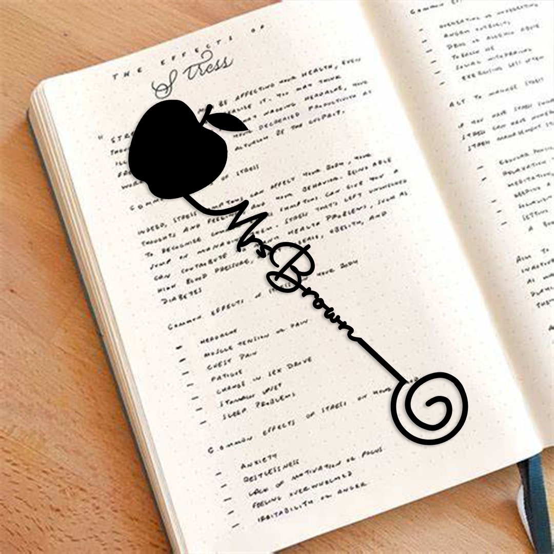 Custom Bookmark, Book Lover Gift, Apple Bookmark, Back to School Gift ...