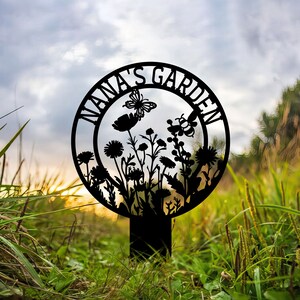Personalized Garden Metal Sign With Stakes, Custom Garden Name Sign ...