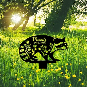Custom Floral Racoon Yard Stake, Racoon Garden Stakes, Animals Grave ...