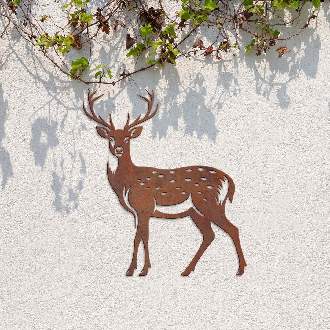 Deer Rusty Metal Sign, Deer Metal Wall Art, Rusty Metal Deer, Rustic ...