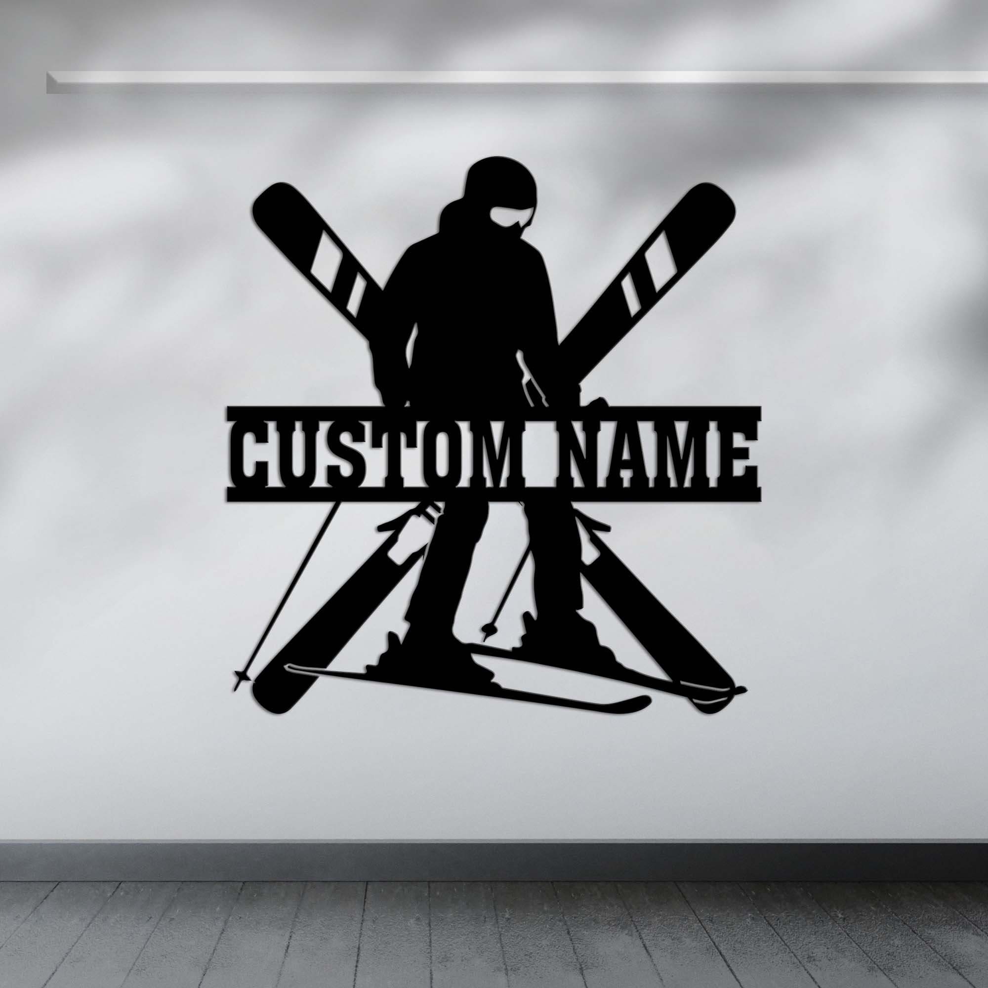 Custom Skiing Sign, Metal Wall With LED Light, Skiing Player Gift, Gift ...