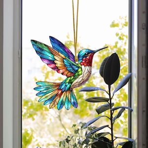Hummingbird Colorful Acrylic Ornament, Hummingbird Christmas Ornament ...