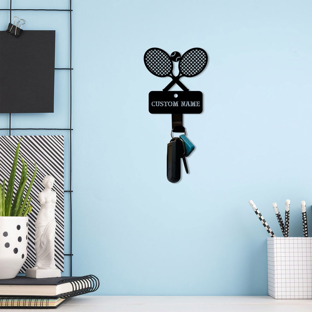 Personalized Tennis Key Holder, Powder Coated Metal Sign, Gift for ...
