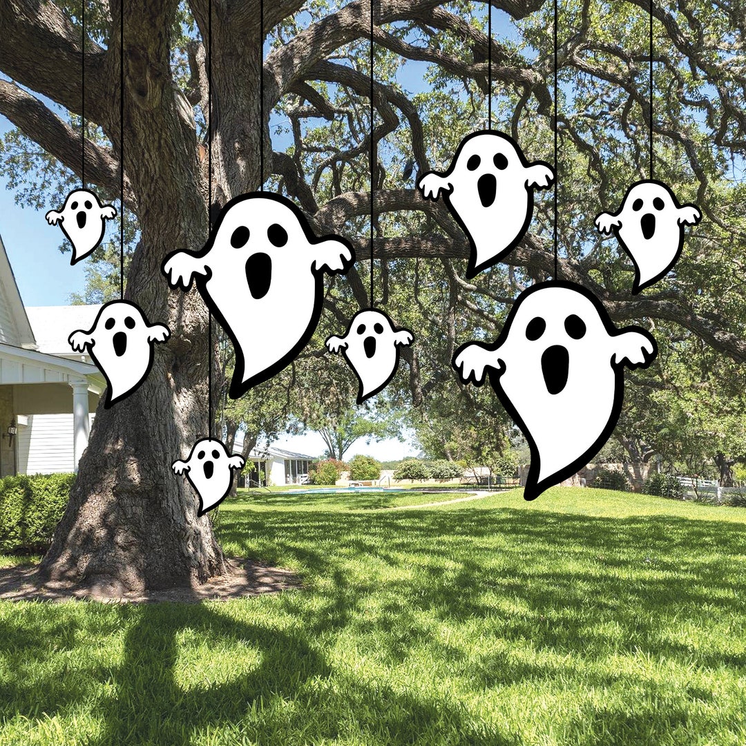 Hanging Ghost Sign, Printed Metal Ghost, Halloween Decor, Hanging ...