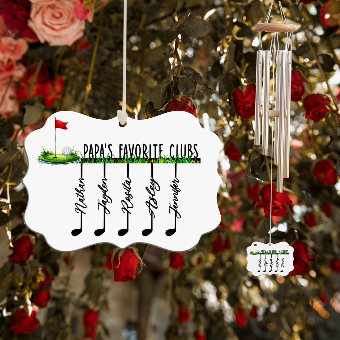 Personalized Family Wind Chime, Custom Kid Name Sign, Golf Papa Signs ...