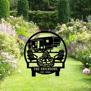 Custom Metal Campfire Sign With Stakes, Personalized Cabin Sign, 5th ...