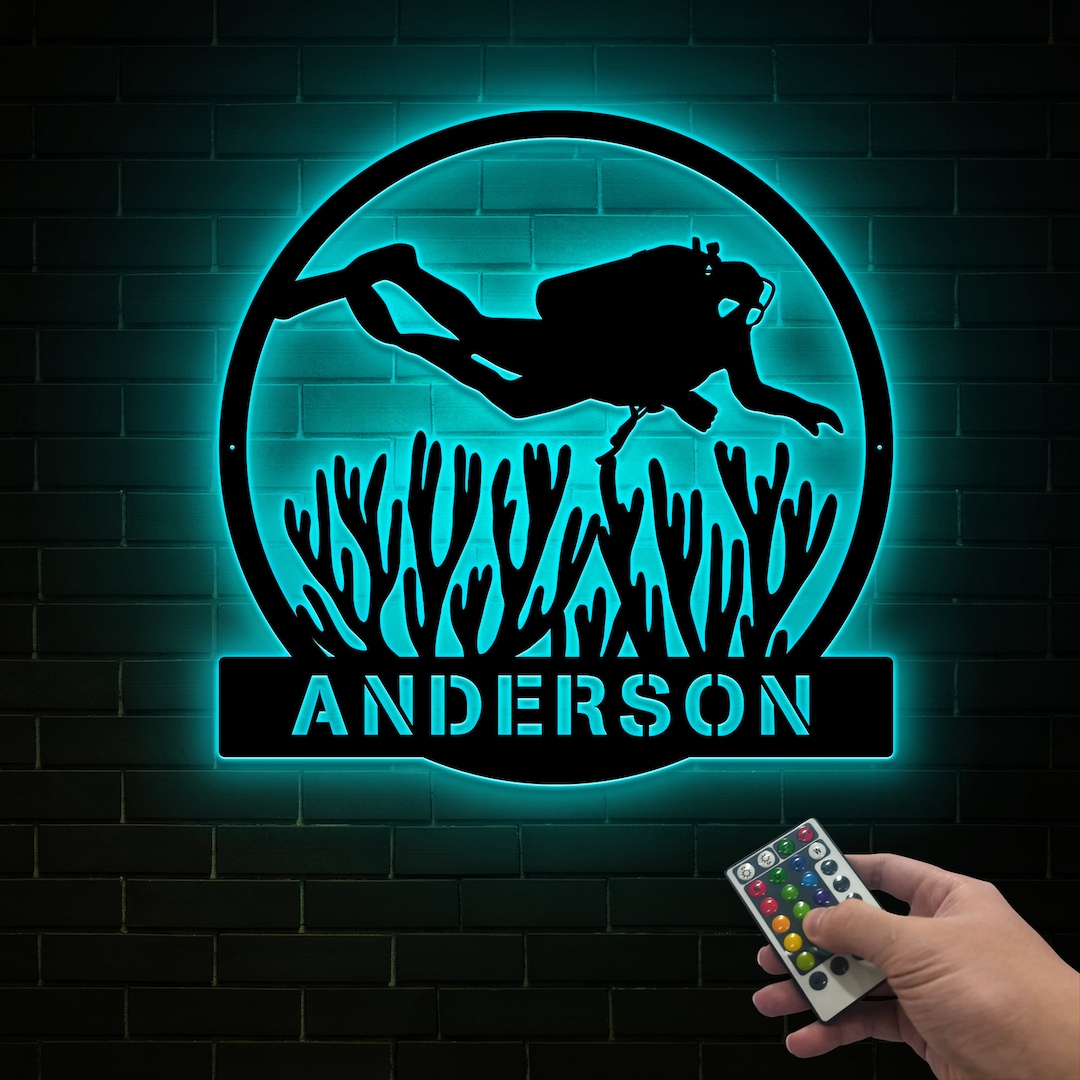 Personalized Scuba Diver Metal Wall, Custom Scuba Diving Metal Sign ...