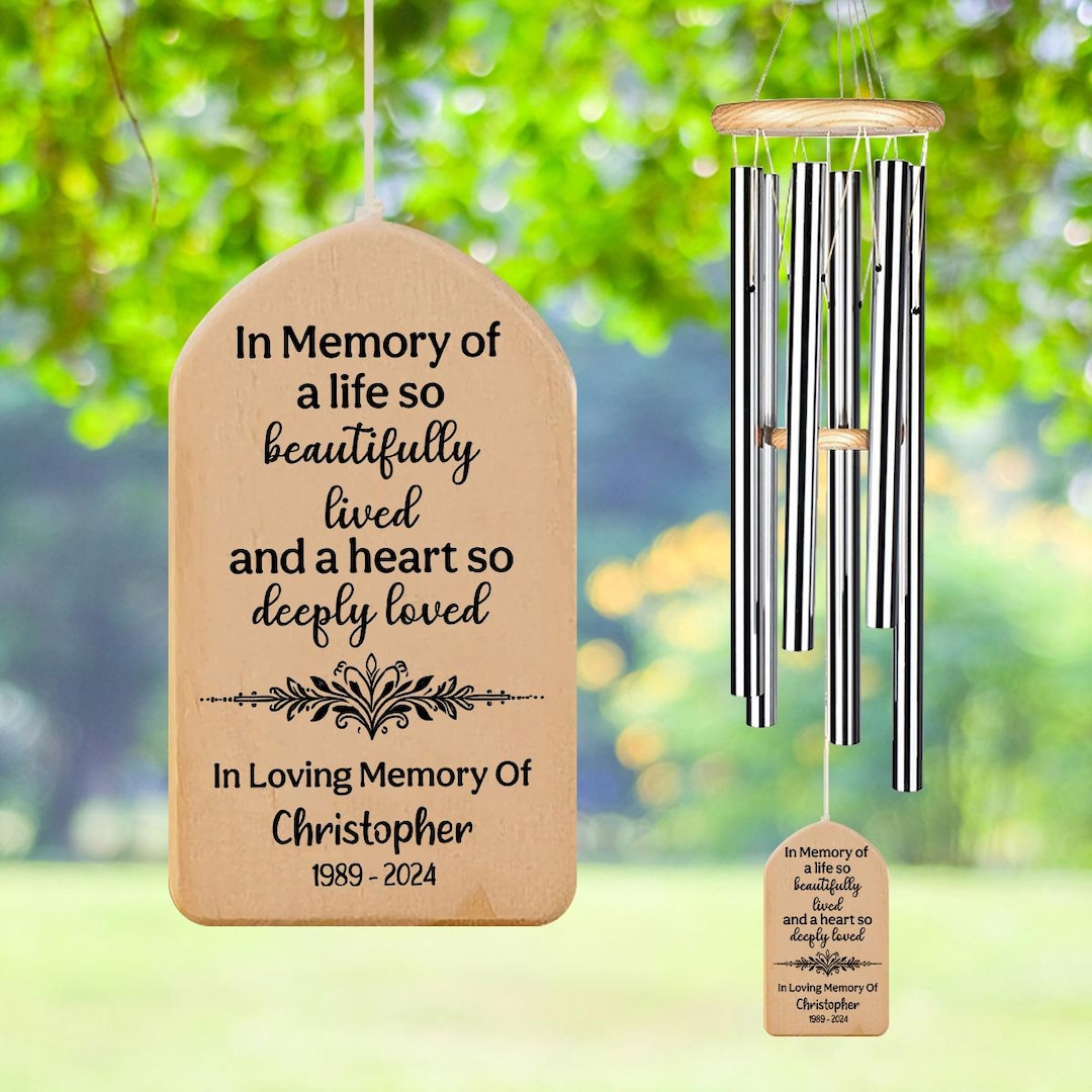 Custom Memorial Wind Chime, in Memory Wind Chime, Funeral Wind Chime, A ...