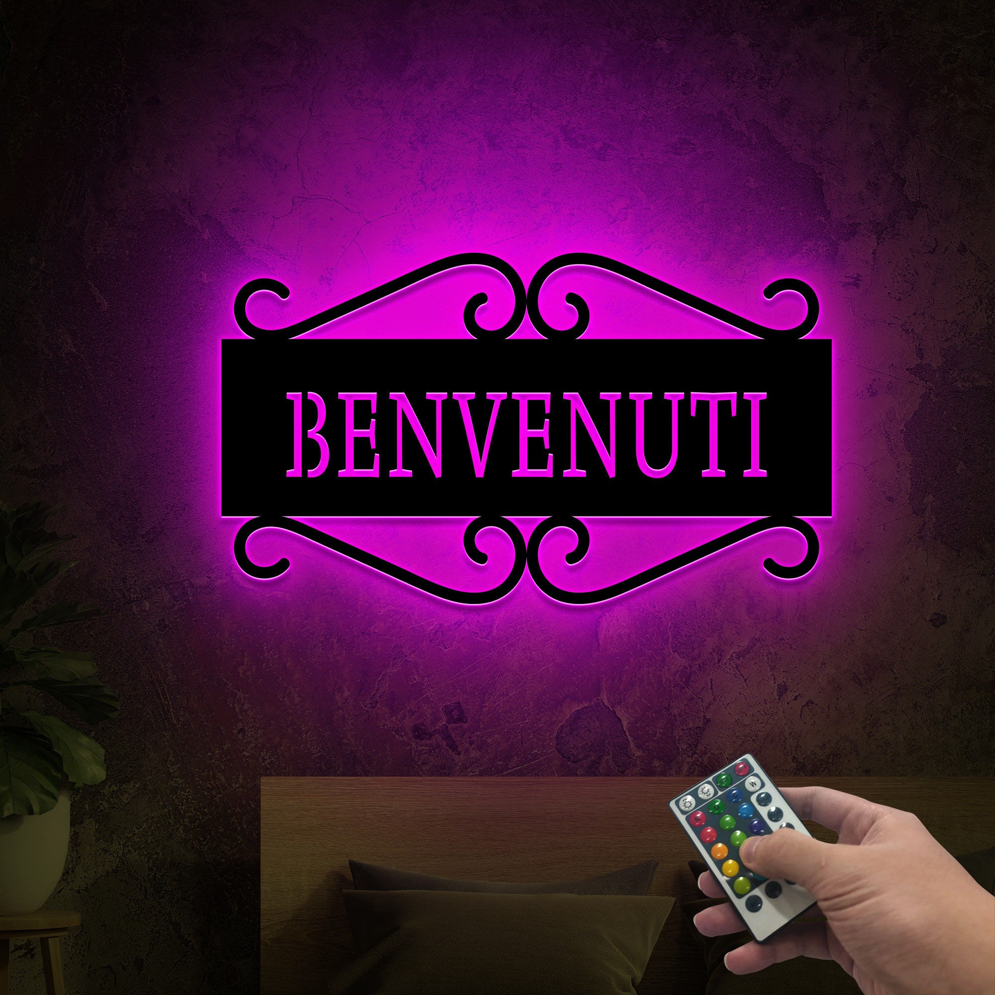 Welcome Sign Metal Wall With LED Light Benvenuti House - Etsy