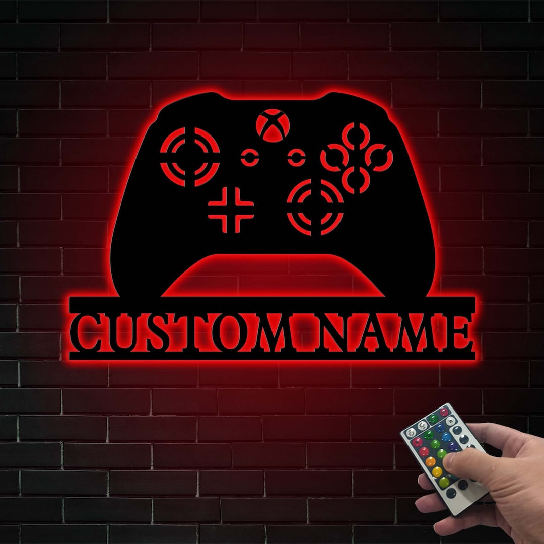 Personalized Game Controller Metal Wall With Led Lights, Video Game Art ...