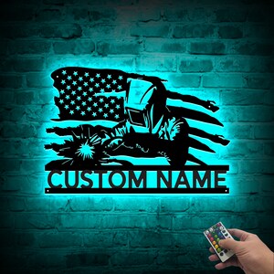 Custom Welder Metal Sign With Led Lights, Welding Work Shop Sign ...