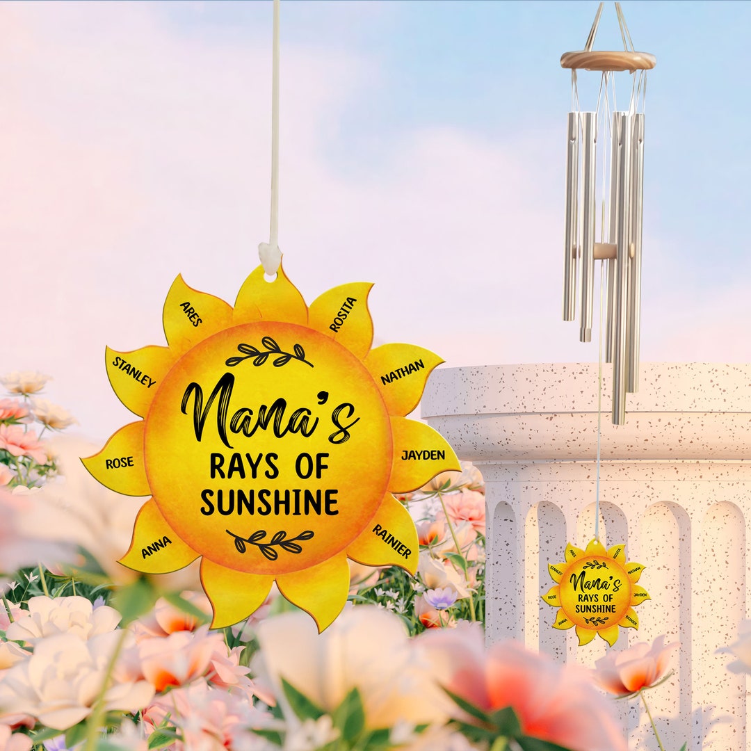 Personalized Sunflower Wind Chimes, Ray of Sunshine Wind Chime, Kids ...