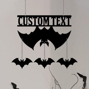 Custom Bat Metal Wind Chime, Halloween Wind Chime, Halloween Outdoor ...