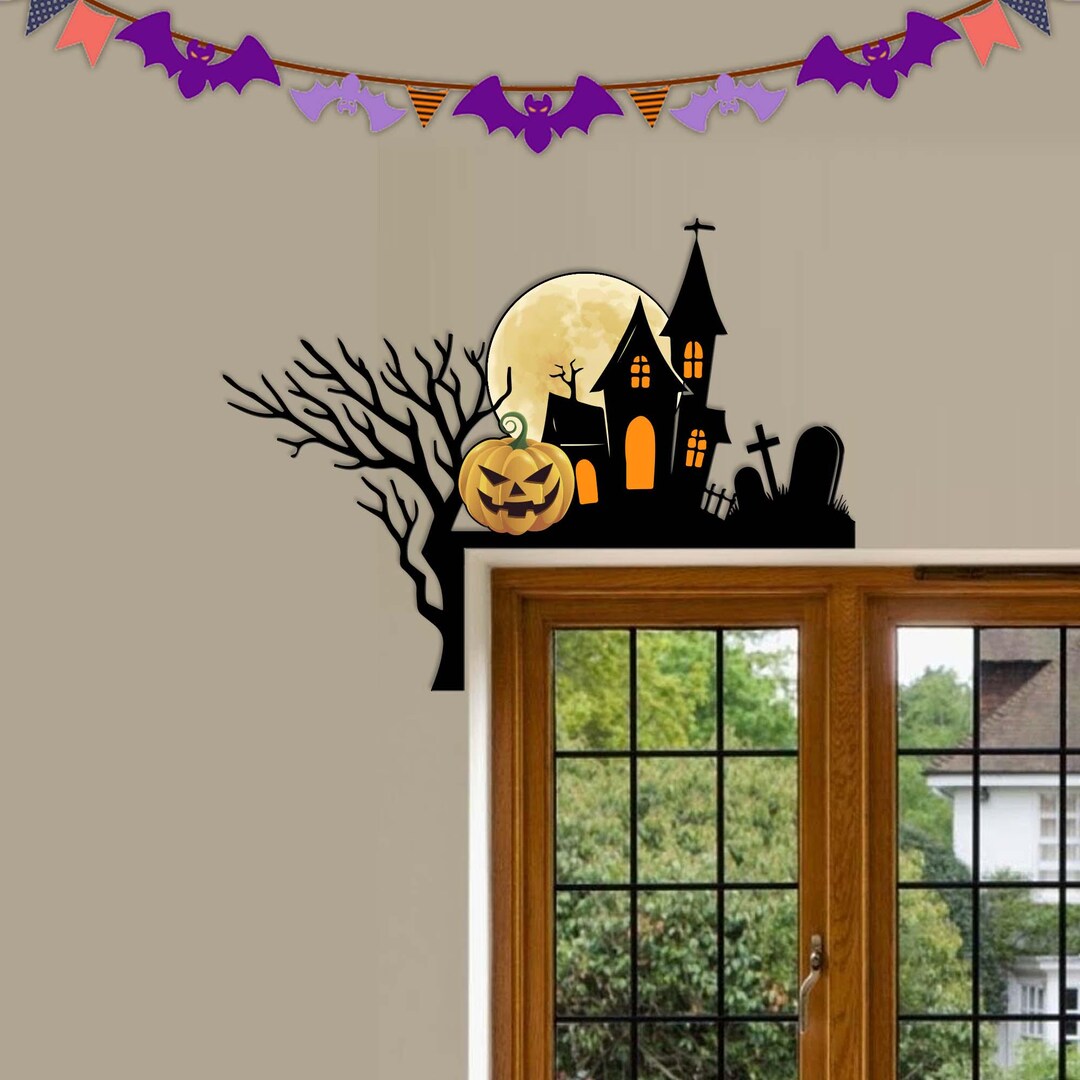 Halloween Haunted House Wood Door Corner Sign, Fall Decor - Etsy