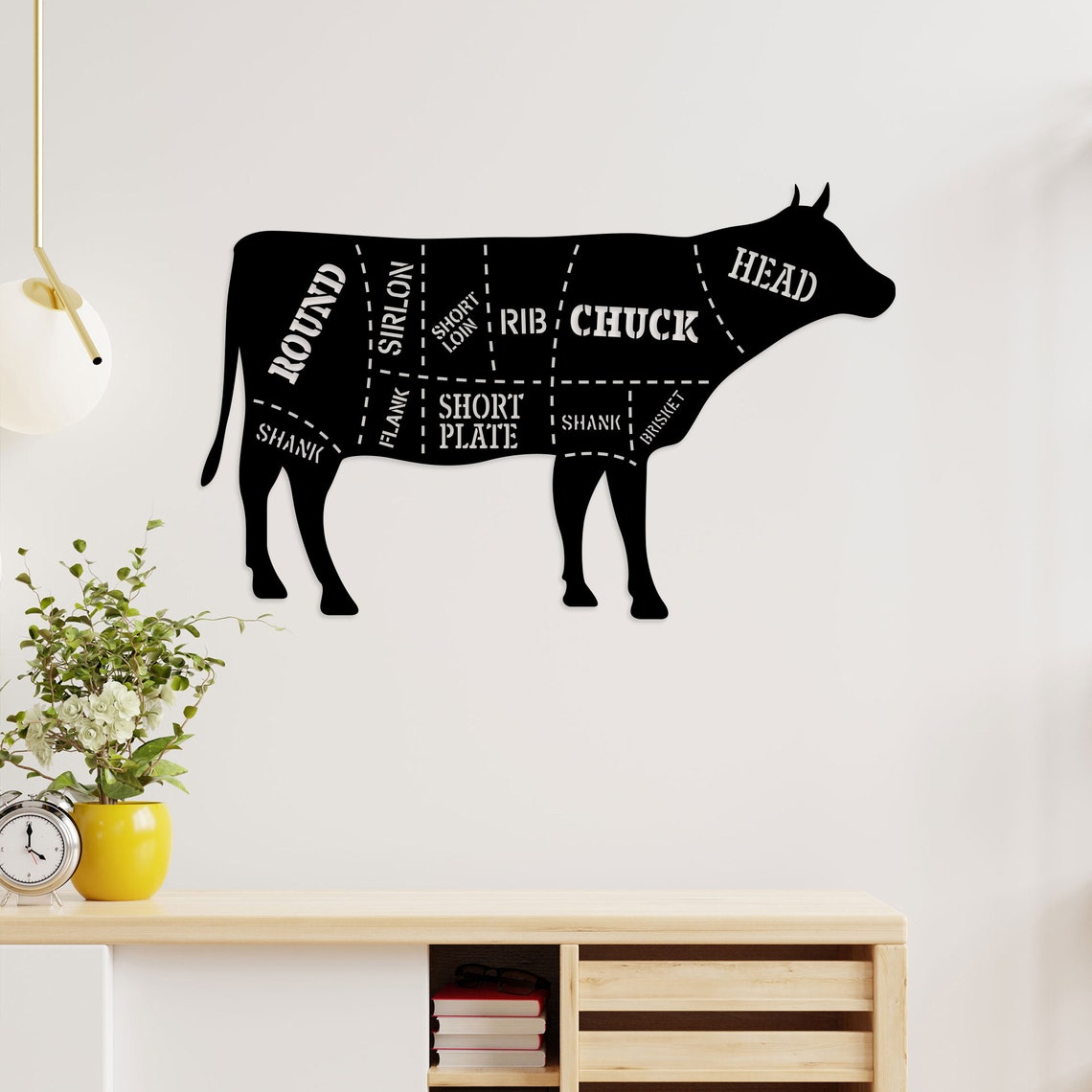 Cow Cuts Diagram Metal Sign With LED Lights, Butcher Shop Decor - Etsy