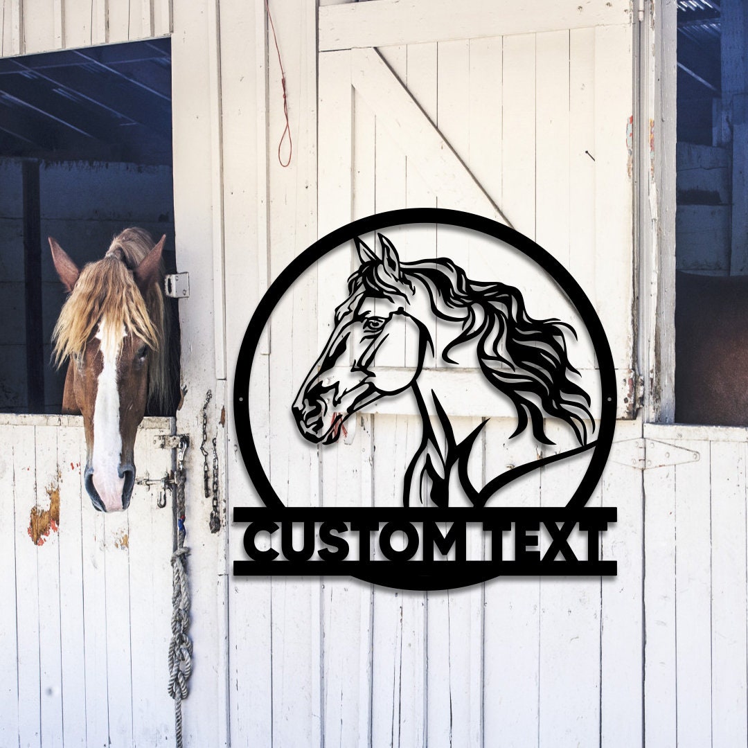 Personalized Horse Metal Sign Wall Art With Led Lights, Farmhouse Name ...