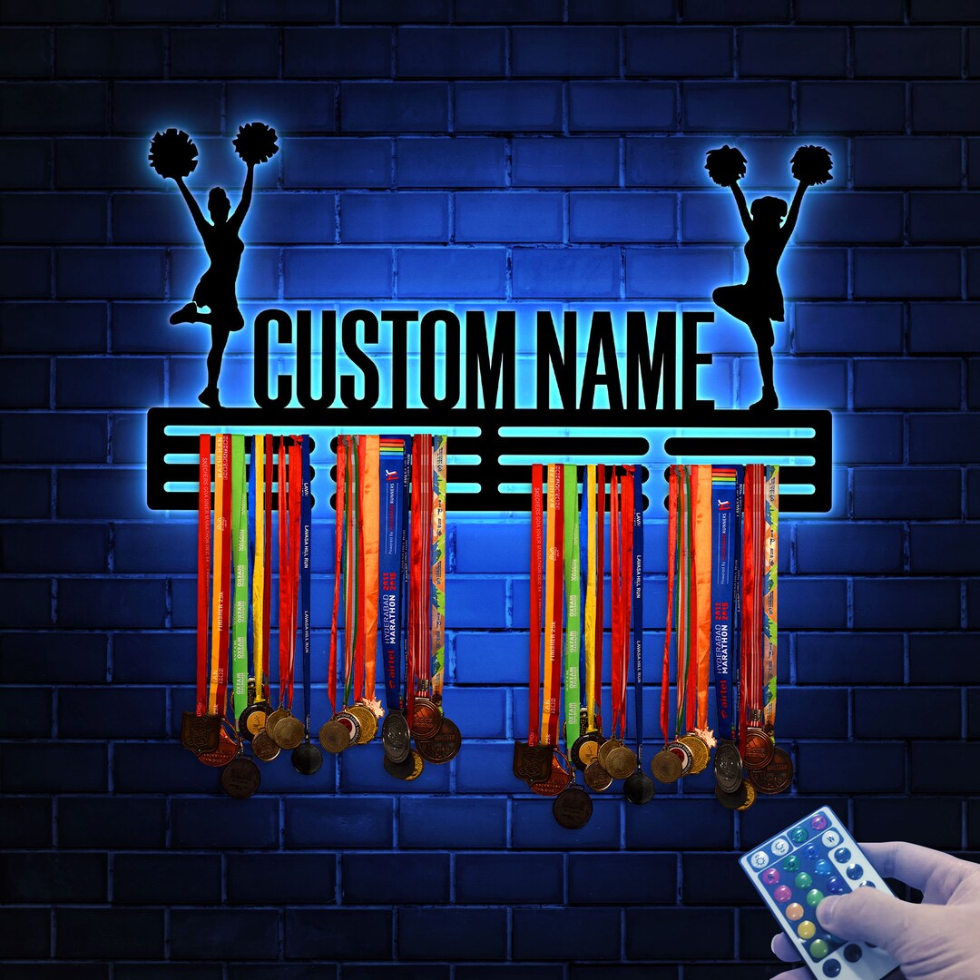 Custom Cheerleading Medal Hanger, Metal Wall With LED Light ...