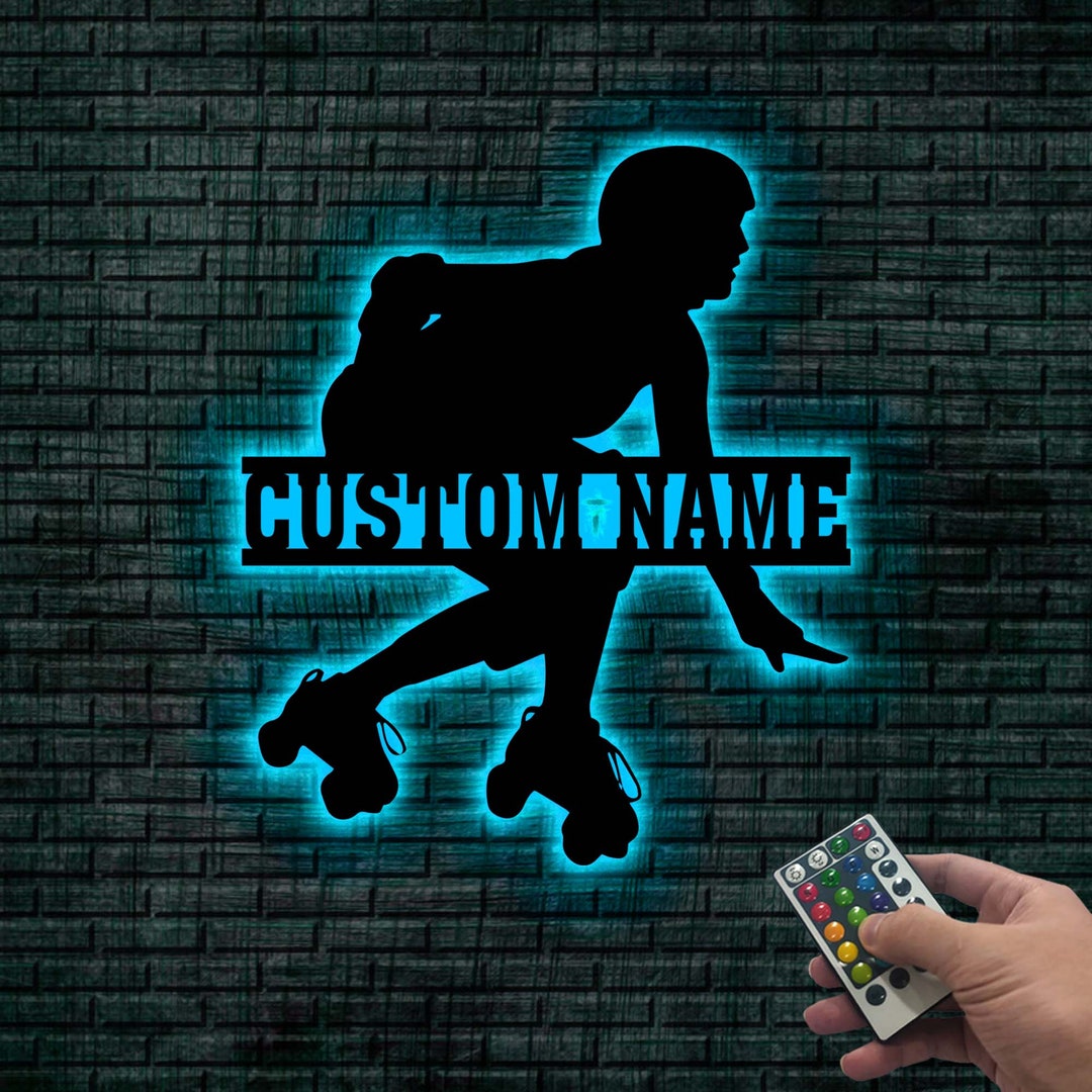 Custom Roller Derby Sign, Metal Wall With LED Light, Gift for Roller ...