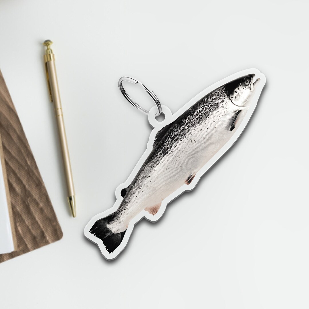 Salmon Keychain, Acrylic Keychain, Gift for Dad, Gift for Fishing Lover ...