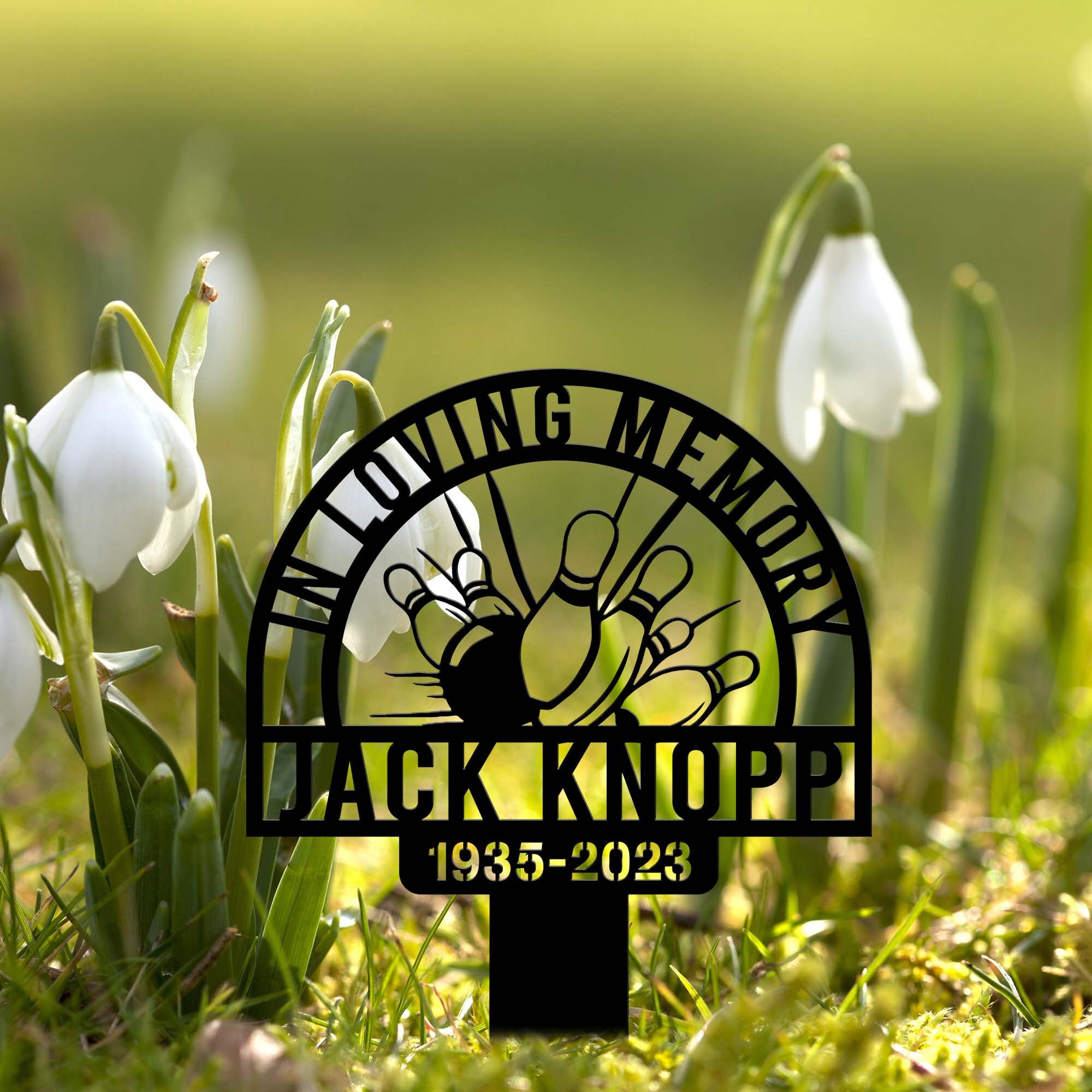 Personalized Bowling Memorial Metal Stake, in Loving Memorial, Sympathy ...