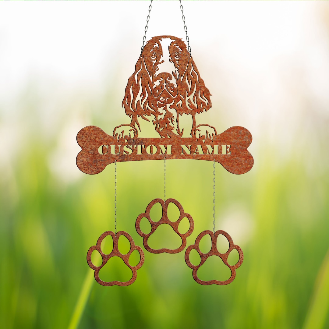 Rusty English Springer Spaniel Wind Chime, Pet Memorial Sign - Etsy