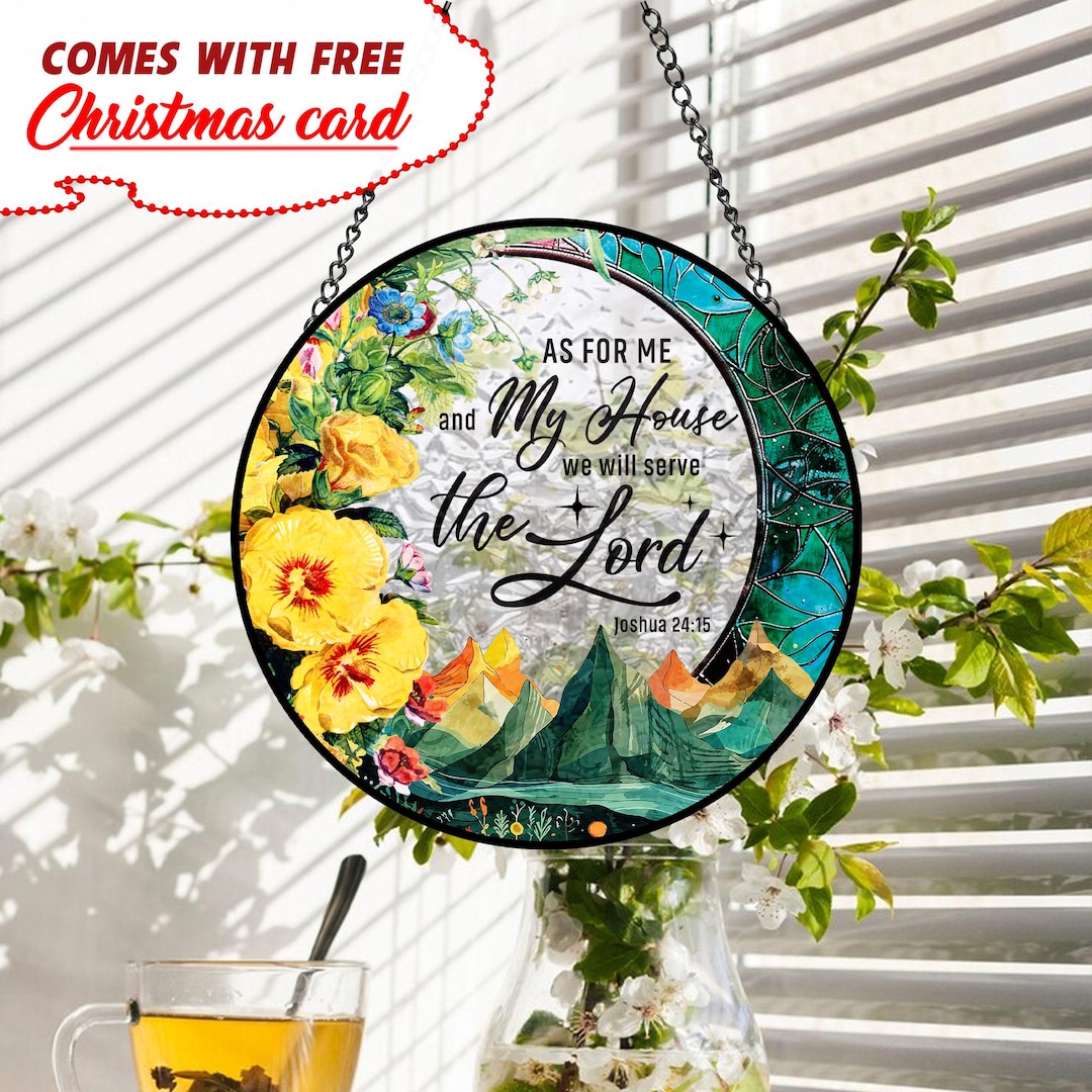 Floral Suncatcher, Bible Verse Stain Glass Suncatcher, Christmas Gift ...