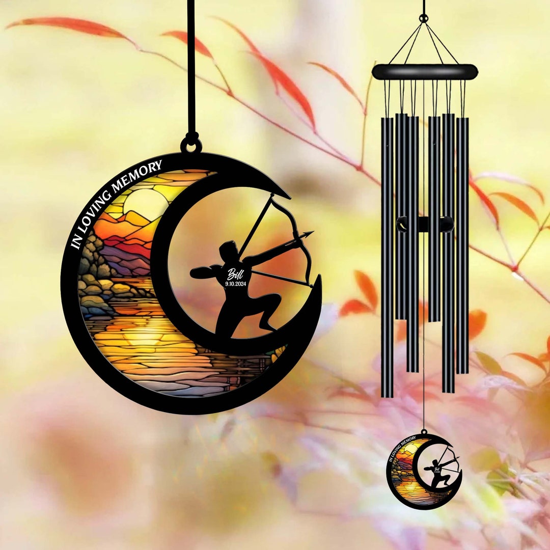 Custom Stained Wind Chime, in Loving Memory Of, Archery Loss, Archery ...