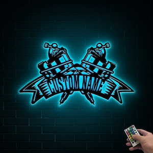 Personalized Tattoo Artist Metal Signs With Led Lights, Tattoo Shop ...