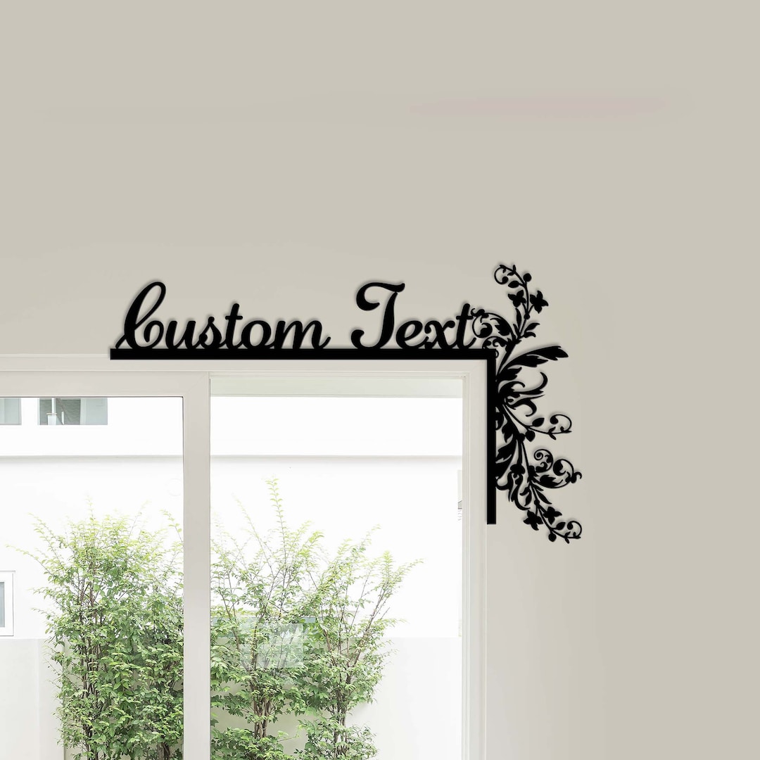 Custom Text Door Corner Sign, Personalized Door Hanger, Floral Door ...