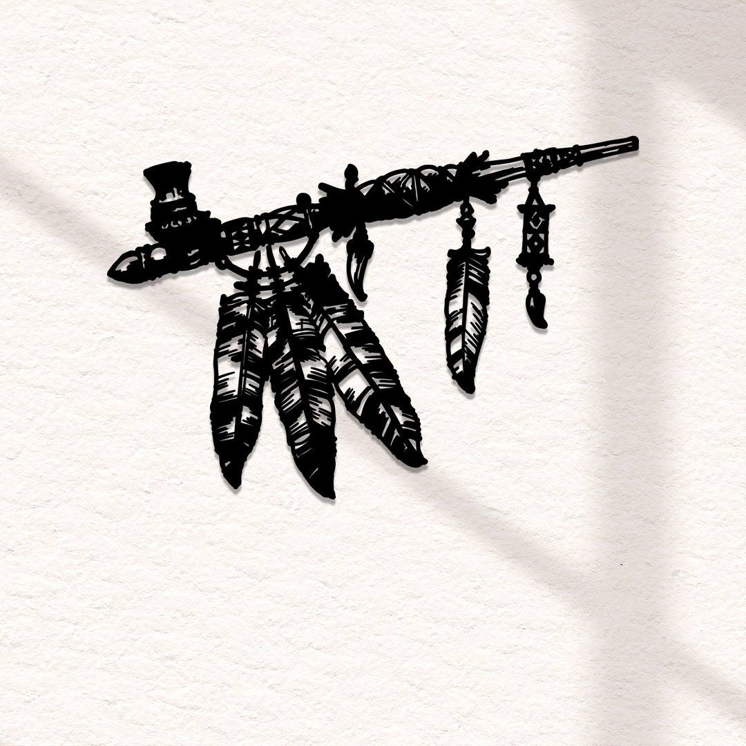 Native American Peace Pipe Metal Wall With Light, Peace Pipe Wall Art ...