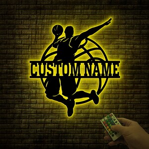 Custom Basketball Sign, Metal Wall With LED Light, Basketball Player ...