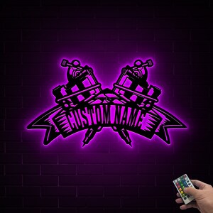 Personalized Tattoo Artist Metal Signs With Led Lights, Tattoo Shop ...
