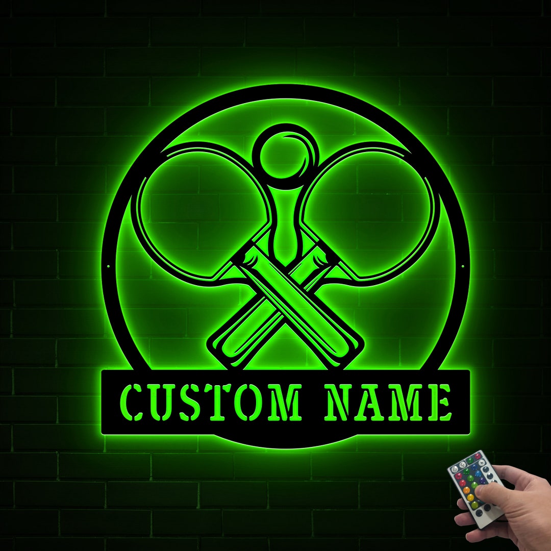 Personalized Table Tennis Metal Sign Wall Art With Led Lights, Custom ...