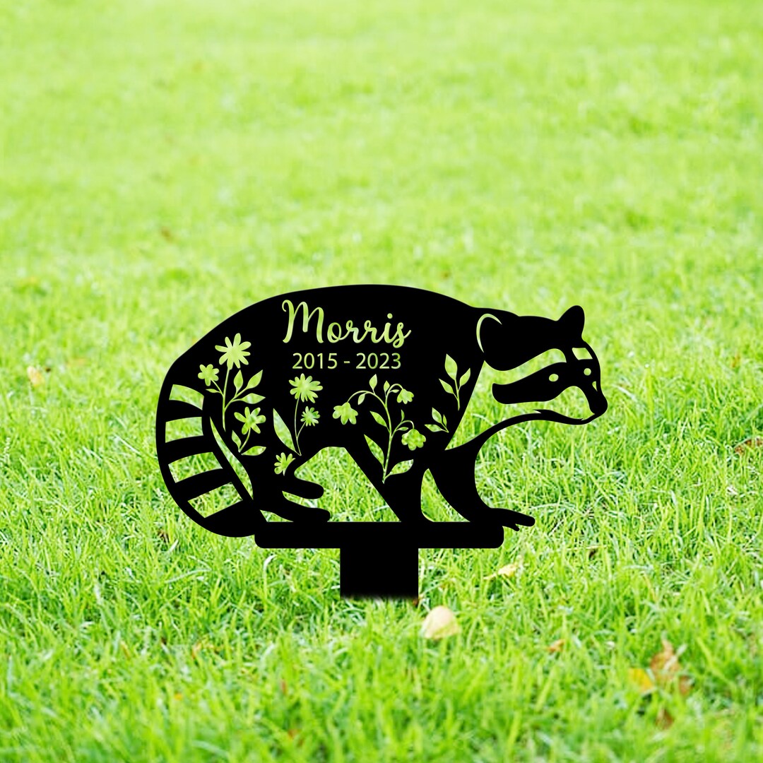 Custom Floral Racoon Yard Stake, Racoon Garden Stakes, Animals Grave ...