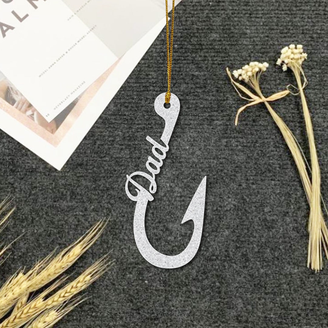 Custom Fishing Hook Ornament, Metal Ornament, Father's Day Gift ...