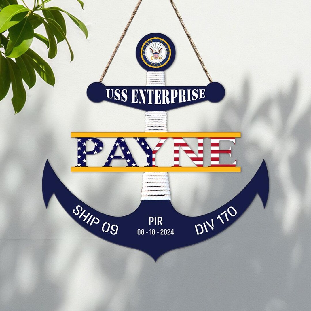 Personalized Navy Anchor Wood Sign, Flag Anchor, PIR Anchor Decor, Navy ...