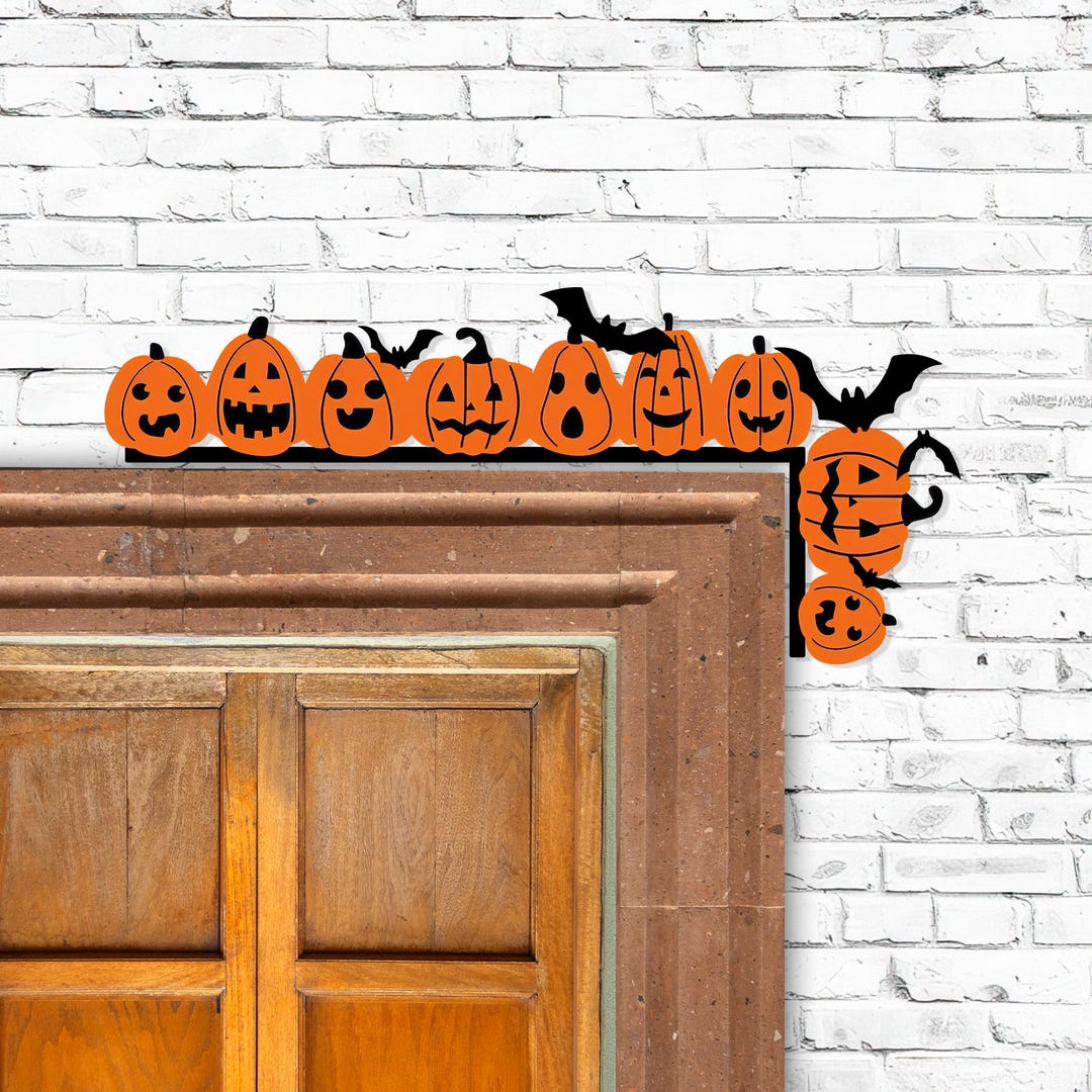 Halloween Door Corner Wood Sign, Pumpkin Door Sign, Halloween Sign ...