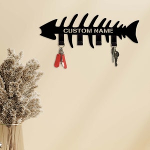 Customized Fish Bone Metal Key Holder, Clothes Holder, Fish Bone Sign ...