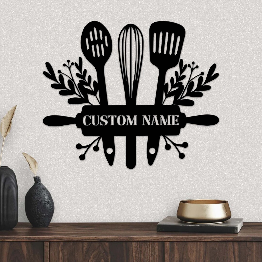 Personalized Kitchen Metal Sign With Led Lights, Kitchen Name Sign ...