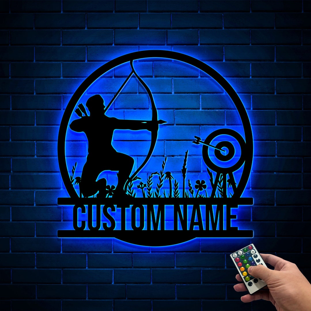 Custom Archery Metal Sign With Led Light, Archer Name Sign Xmas ...