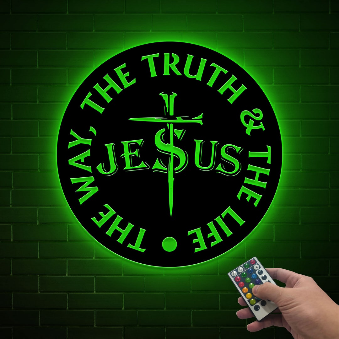 Jesus the Way the Truth the Life Metal Sign Wall Art With Led Lights ...