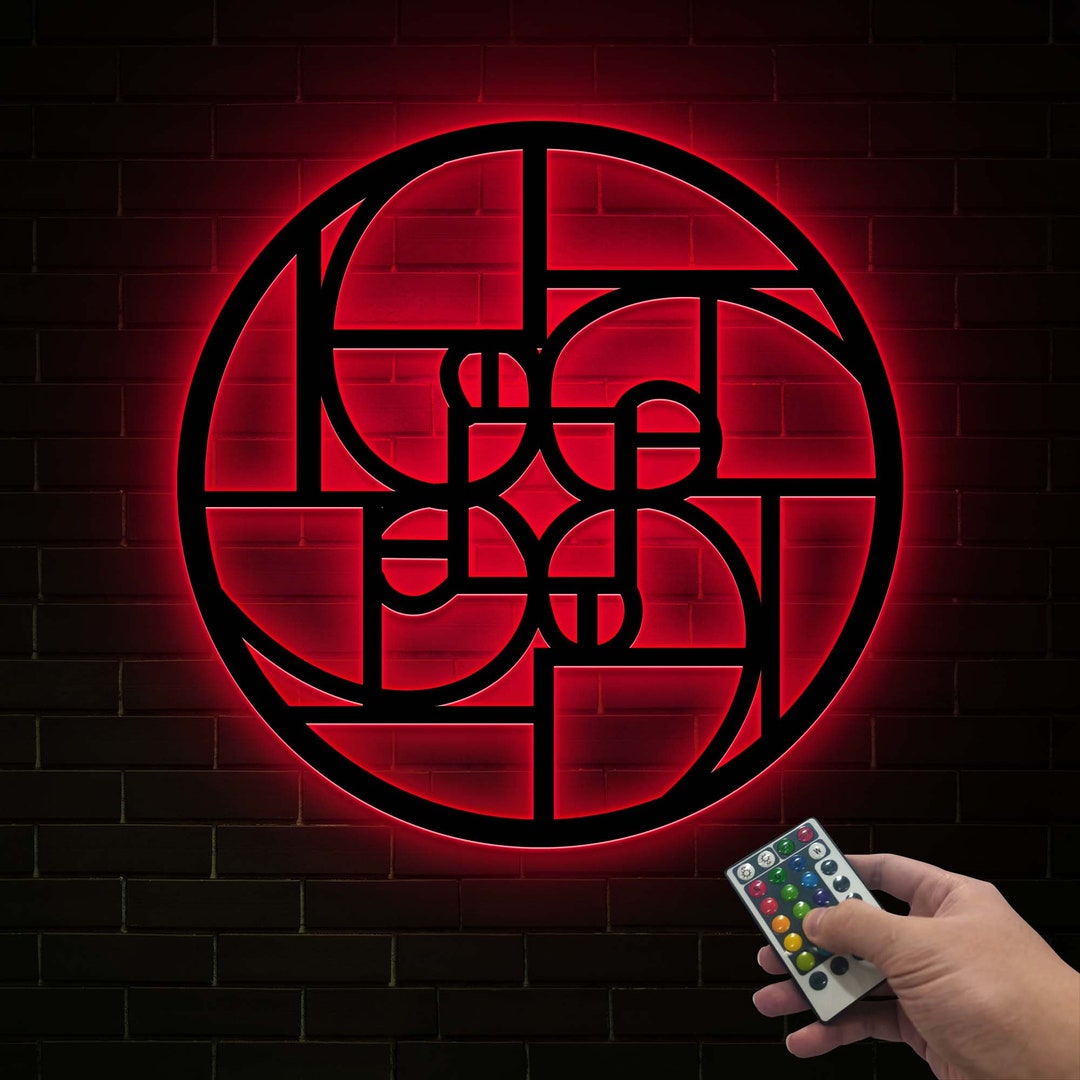 Fibonacci Spiral Metal Sign Wall Art With Led Lights, Geometric Metal ...