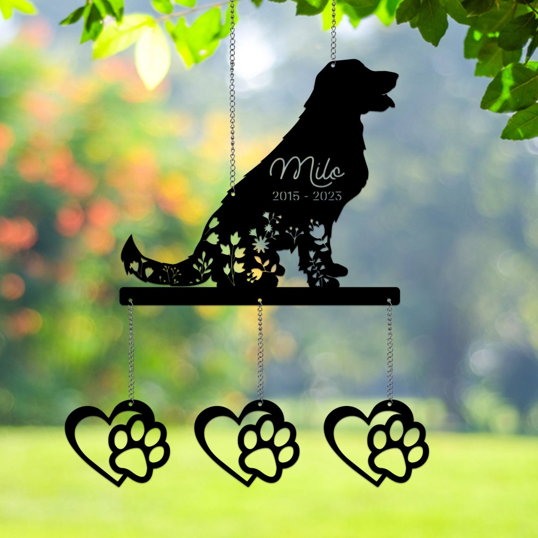 Flower Labrador Retriever Metal Wind Chime, Custom Sign, Memorial Wind ...