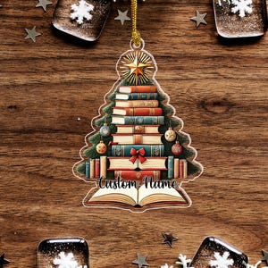 Book Christmas Ornament Custom, Personalized Acrylic Ornament, Book ...