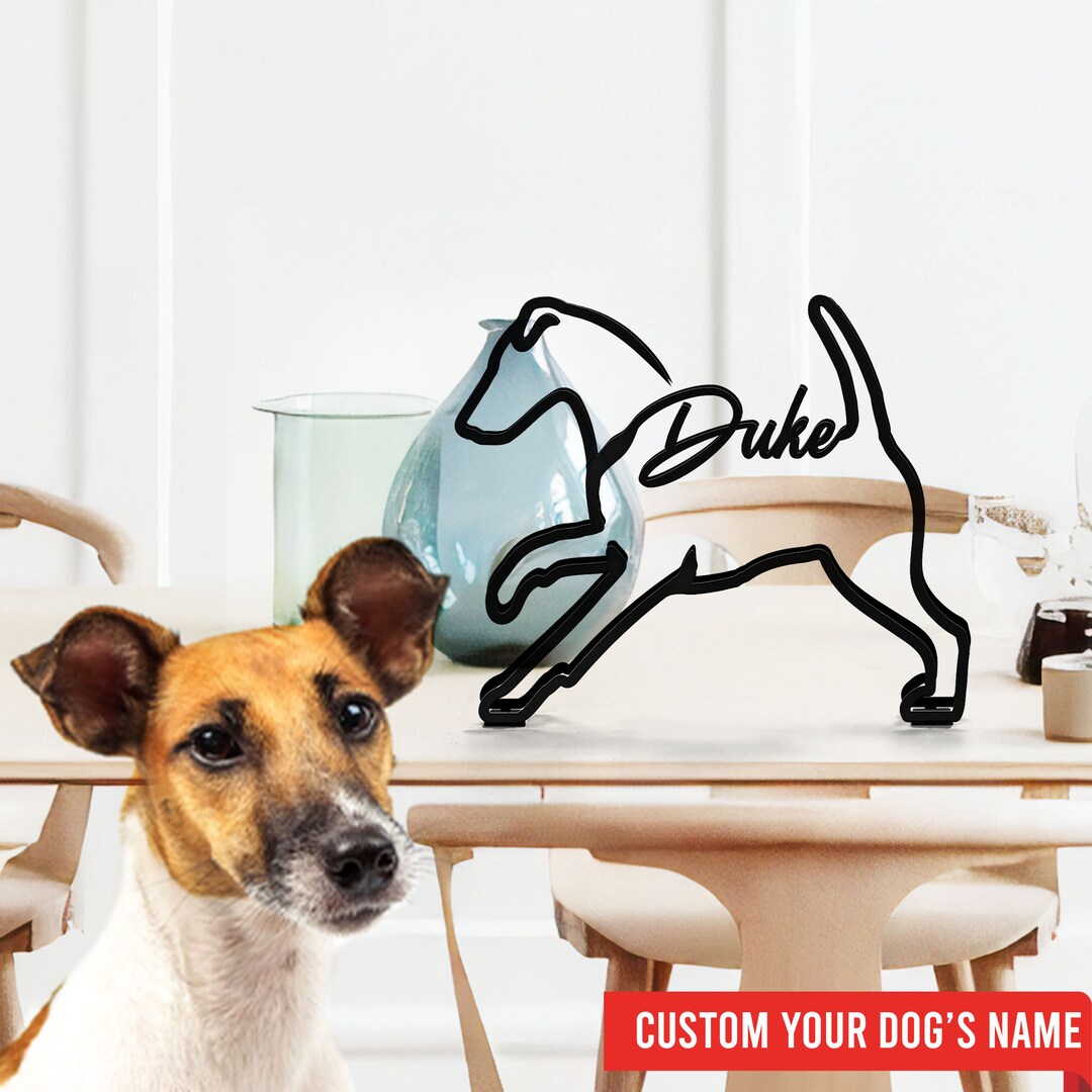 Custom Dog Standing Metal Table Sign, Minimalist Sculpture Statue, Dog ...