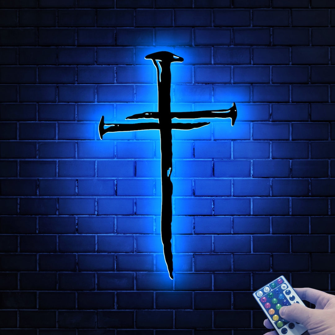 Three Crucifixion Nails Cross Metal Wall With Led Lights, Three Nails ...