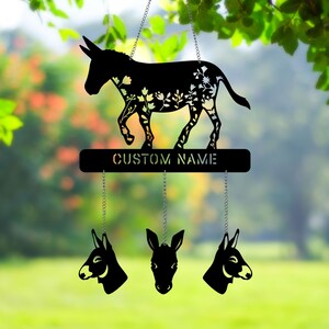 Flower Donkey Metal Wind Chime, Custom Sign, Farmhouse Wind Chime ...