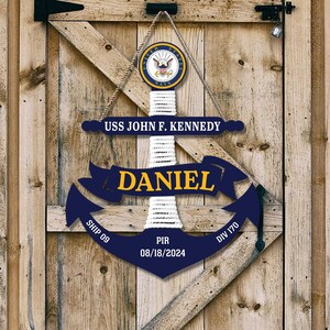 Personalized Navy Anchor Wood Sign, PIR Graduation Anchor, Navy Door ...