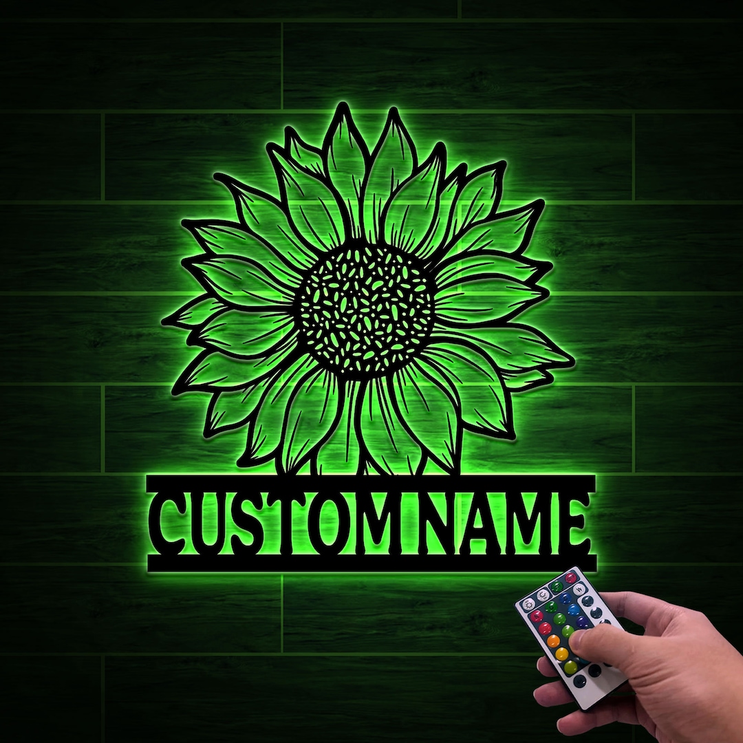 Custom Sunflower Metal Sign With LED Lights, Garden Art - Etsy